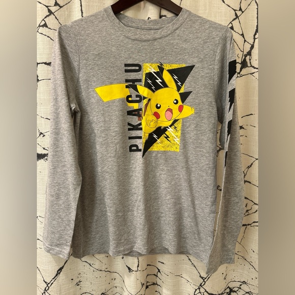 Pokemon | Shirts & Tops | Pokemon Pikachu Gray And Yellow Youth Long ...
